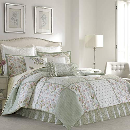 Laura Ashley Home Throw Pillow Cotton Envelope Closure, Elegant Home Decor for Couch or Bed, 14" x 20", Harper Pale Green