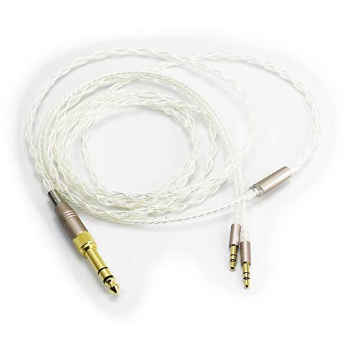 NewFantasia 6N OCC Copper Silver Plated Upgrade Audio Cable 3.5mm Male and 6.3mm Adapter Compatible with Hifiman Ananda, Sundara, Arya, HE400SE, HE4XX, HE-400i Headphone (2 x 3.5mm Version)