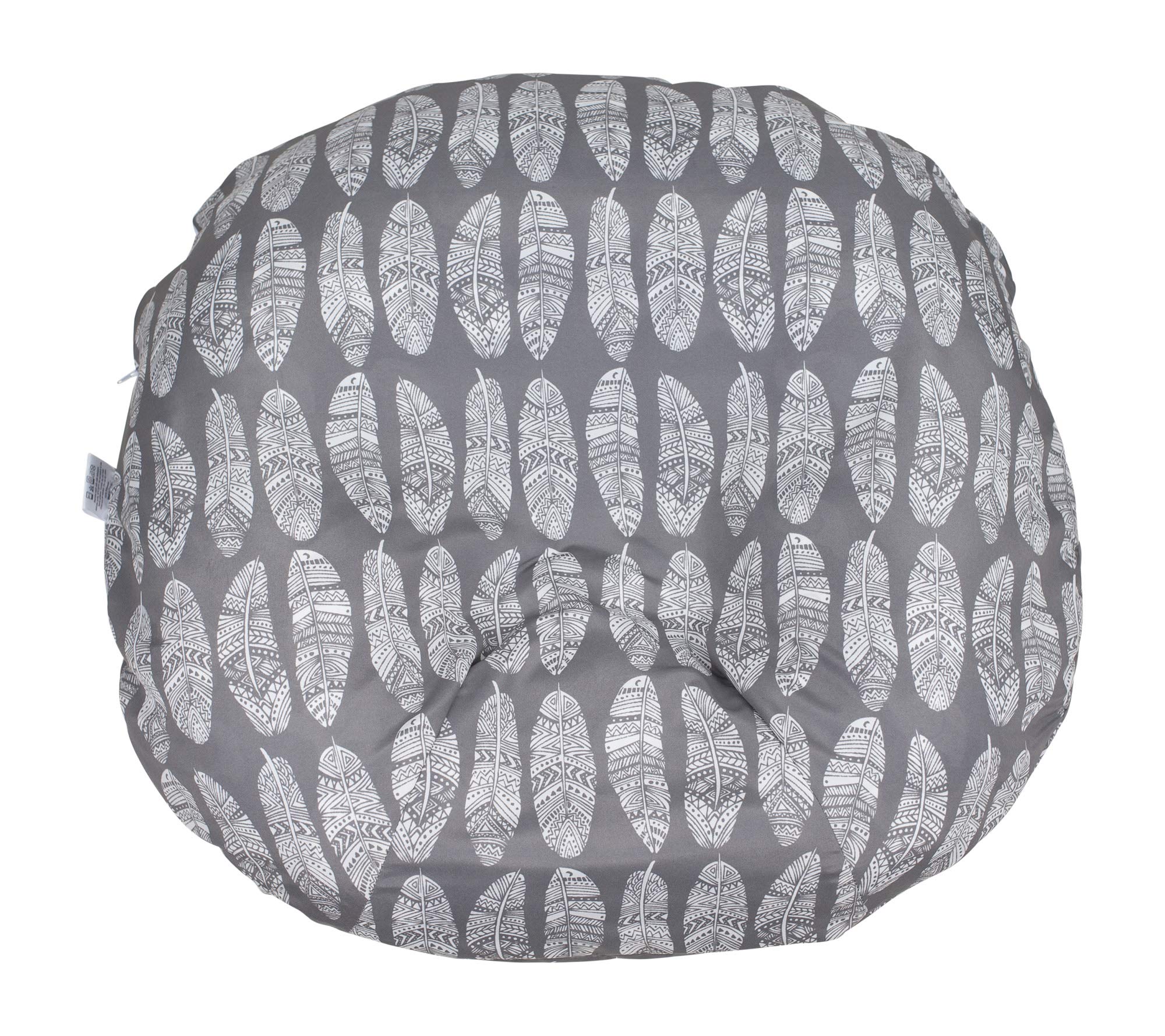 Newborn Lounger Slipcover, Gray White Feather Design, Water Resistant Infant Pillow Cover, Great for Any Mom to Be