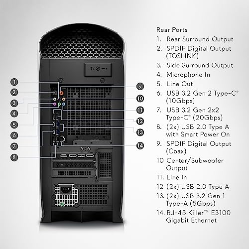 Alienware Aurora R15 Gaming Desktop - Intel Core i9-13900F, 32GB DDR5 RAM, 1TB SSD, NVIDIA GeForce RTX 4070 Ti GDDR6X, Liquid Cooling, Windows 11 Home - Dark Side of The Moon