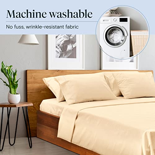 LuxClub 6 PC King Size Sheet Set Bamboo Sheets Deep Pockets 18" Eco Friendly Wrinkle Free Cooling Bed Sheets Machine Washable Hotel Bedding Silky Soft - Cream King