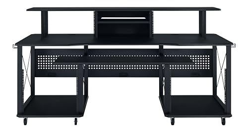 Acme Furniture Metal and Wooden Music Desk with Wheels, Black
