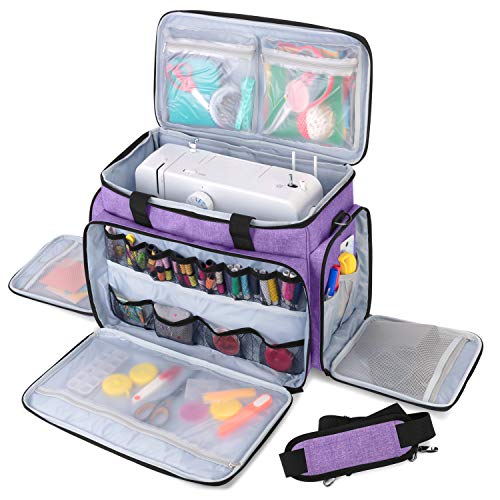 Luxja Sewing Machine Carrying Bag with Sewing Accessories Organizer, Purple