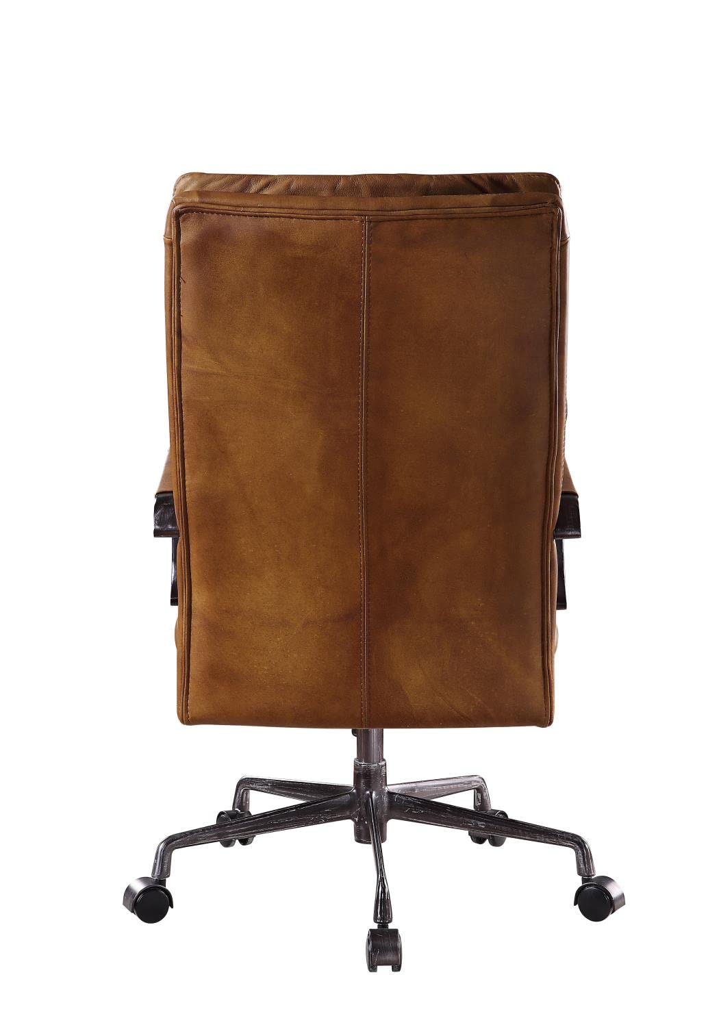 Acme Jairo Tufted Leather Upholstered Swivel Office Chair in Sahara Brown