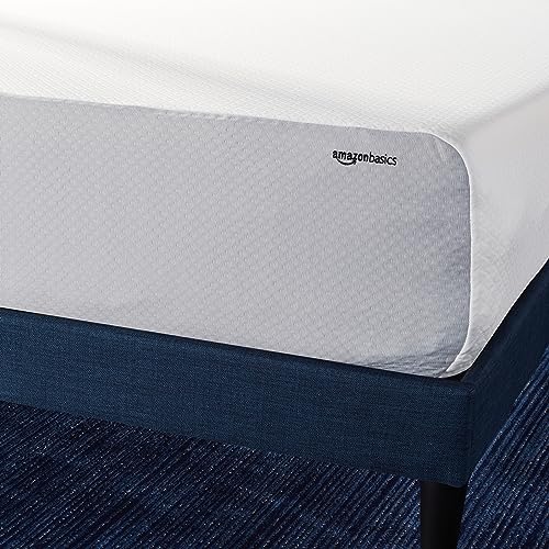 Amazon Basics Memory Foam Mattress, Soft Plush Feel, 12 Inch, Queen, White/Grey
