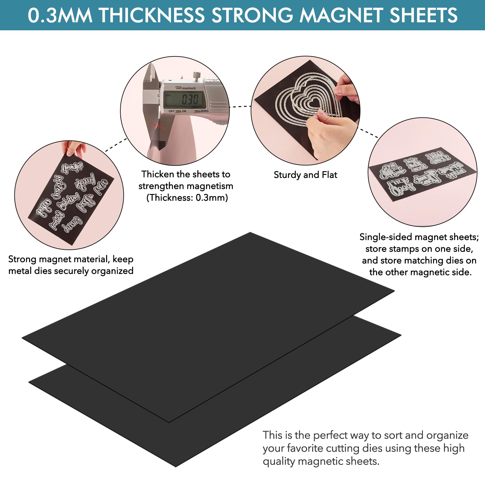 Briartw 10 Sheets 6.9x5" 0.3mm Thick Single Sided Magnetic Sheets Flexible Rubber Sheets for Metal Dies Storage and Organize Scrapbooking Tool Craft Supplies Rubber Magnetic Sheets Set