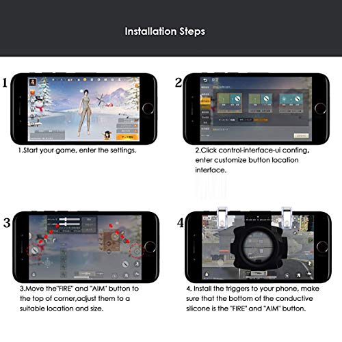 Newseego Mobile Game Controllers, Phone Triggers for Mobile Phone, Shooter Sensitive Controller Joysticks Aim & Fire Trigger Keys for Knives Out/Rules of Survival (1 Pair Mobile Triggers)
