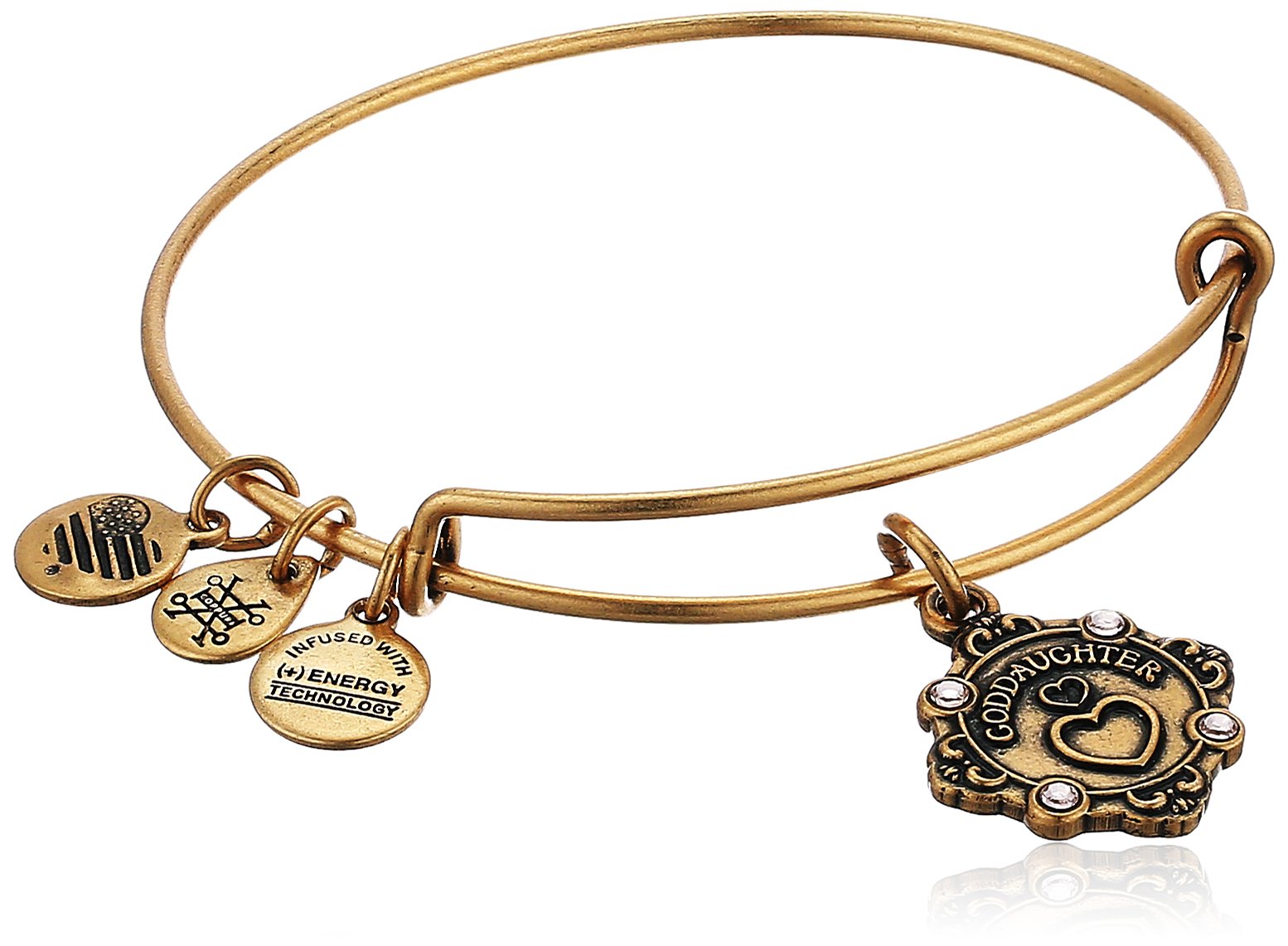 Alex and Ani Womens Because I Love You A18BILY08RG Goddaughter Charm Bangle Bracelet, Rafaelian Gold, Expandable
