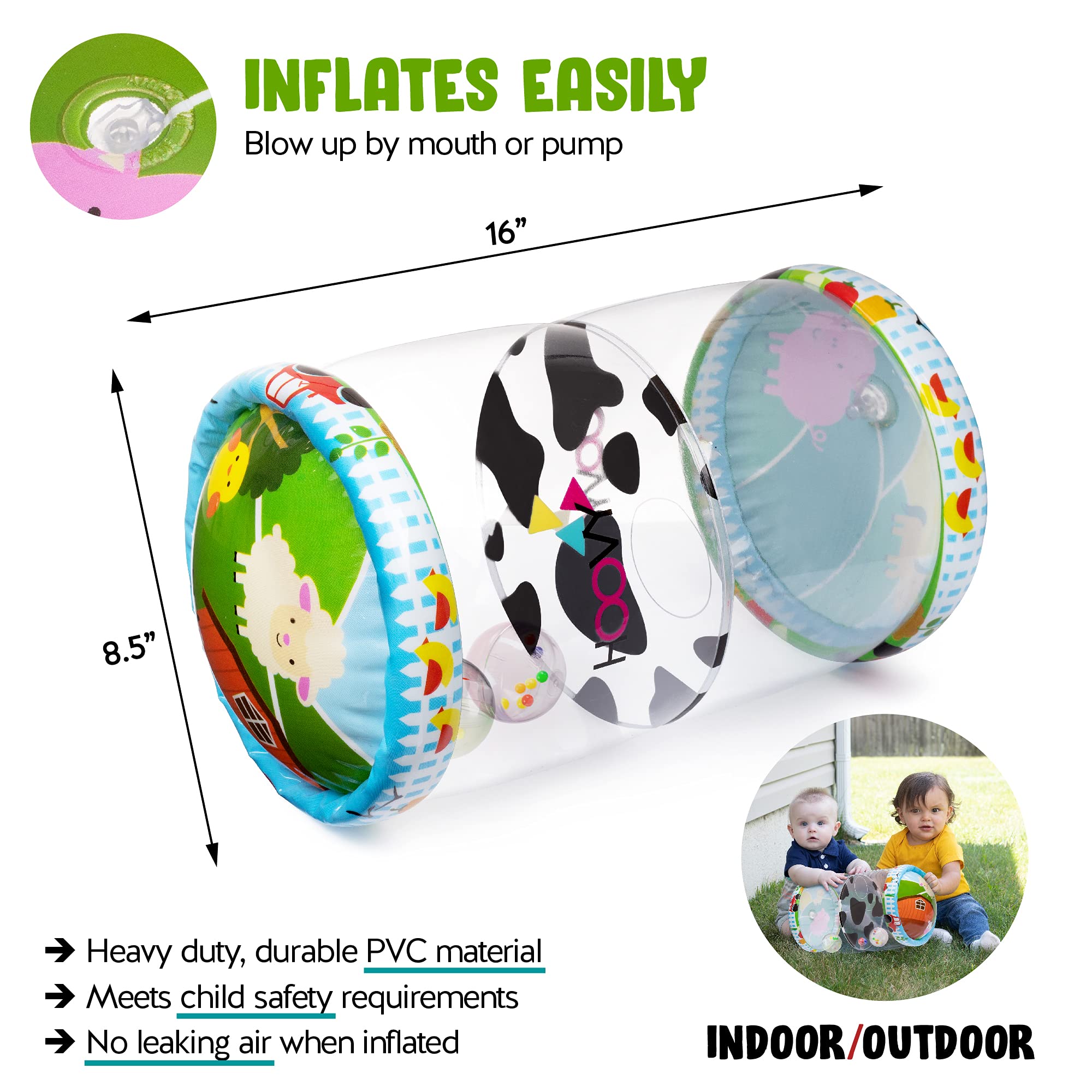 Hoovy Infant Crawling Toys | Toys for Crawling Babies | Crawling Toys for Babies 6-12 Months | Beginner Crawl Along Baby Roller | Drop Maze Tummy Time Activity Center | Early Development Jumbo Roller