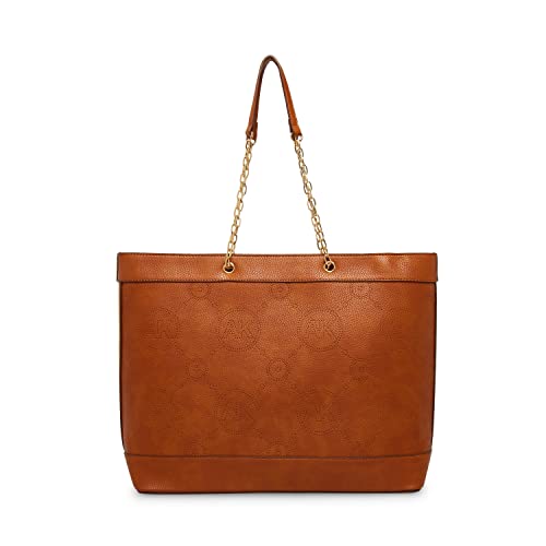 Anne Klein Large Tote with perf Ring Logo, Ginger Biscuit/Ginger Biscuit