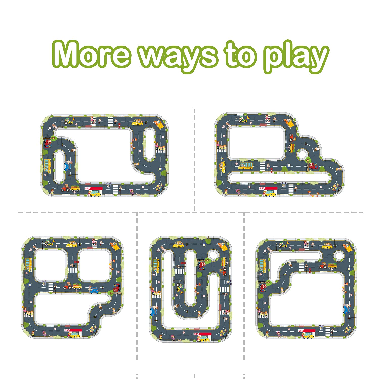 TOOKYLAND City Roads Floor Puzzle - 21pcs - Interactive Street Jigsaw Puzzle, for Kids Ages 3+