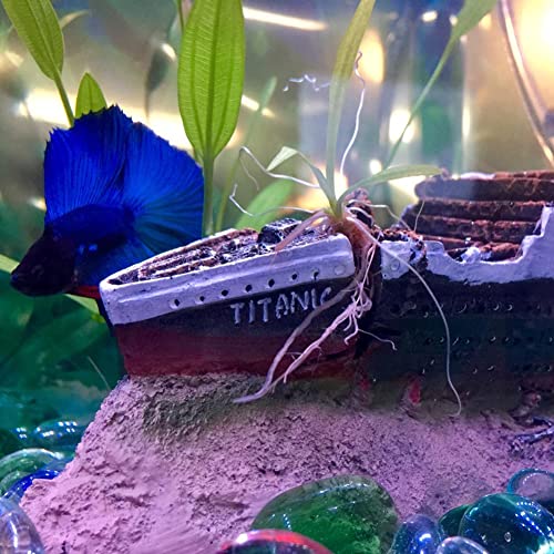 SLOCME Aquarium Titanic Shipwreck Decorations - Resin Material Ship Decorations,Fish Tank Sunken Ship Ornament Aquarium Environment Friendly Decorations