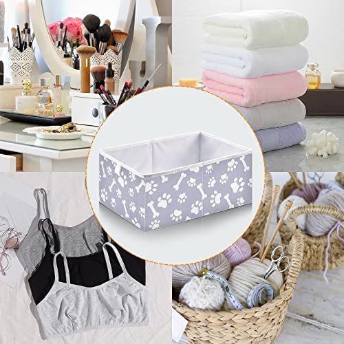 CaTaKu Bone Paw Purple Storage Baskets Large Rectangular Storage Bins Baskets for Organizing Fabric Collapsible Storage Organizer for Shelves