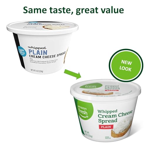 Amazon Fresh, Whipped Cream Cheese Spread, Plain, 8 Oz (Previously Happy Belly, Packaging May Vary)