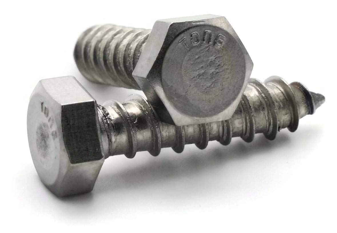 Stainless Steel Lag Screws Hex Head Lag Bolts 1/4 inch x 1-1/4 inch Qty 100