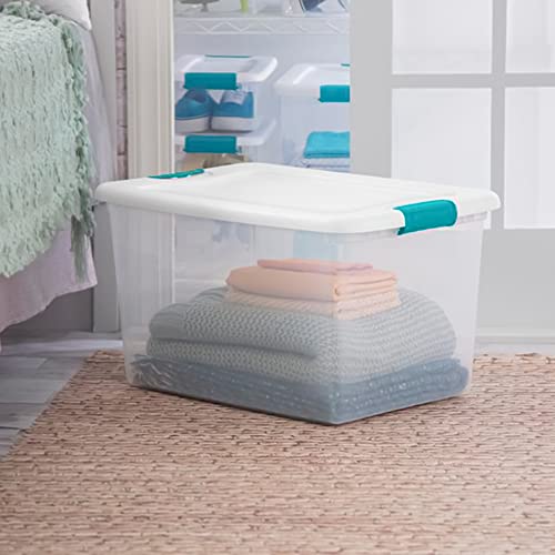 Sterilite 64 Quart Latching Clear Plastic Storage Organizer Tote Container Bin Box, 6 Pack & Medium Clip Boxes for Organization and Storage, 4 Pack