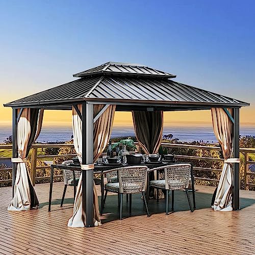 YITAHOME 10x10ft 2-Tier Hardtop Gazebo (10' X 12')