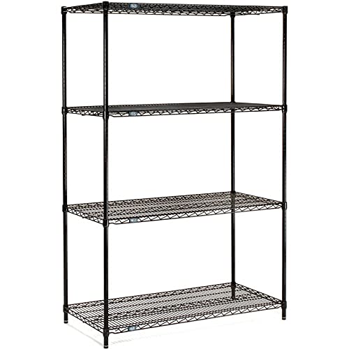 Nexel 24" x 42" x 63", 4 Tier Adjustable Wire Shelving Unit, NSF Listed Commercial Storage Rack, Black Epoxy Finish, leveling feet