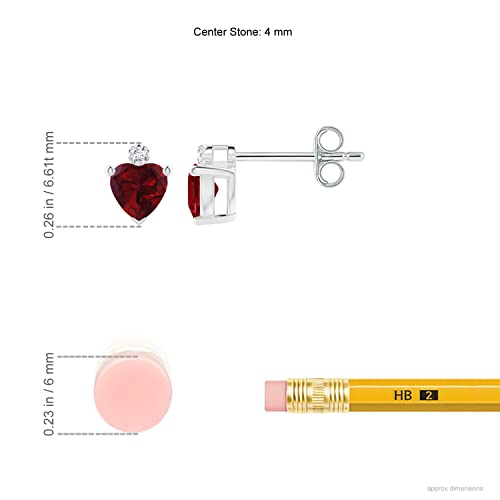 ANGARA Sterling Silver Natural Garnet Stud Earrings for Women with Diamond (Stone Shape-Heart)