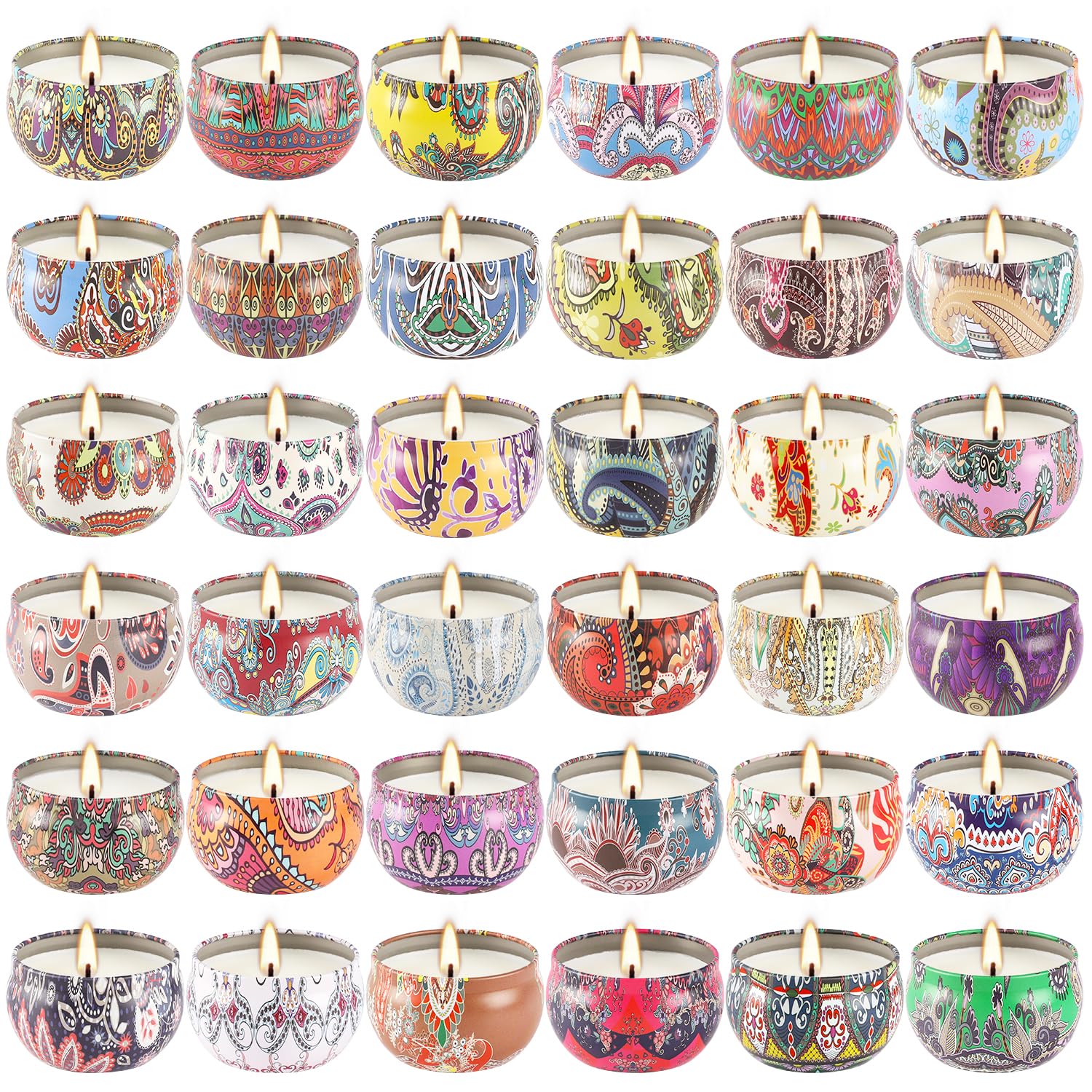 Bauhinia Scented Candles Soy Wax Tin Candles, Natural Fragrance Candles for Stress Relief and Aromatherapy Candles-36 Pack