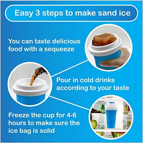 Slushie maker cup, Homemade Squeeze Icy Quick Frozen Magic Cup Slushy With Lids And Straws For Kids & Adults (Blue)