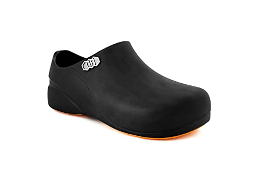 Stico Men's Slip Resistant Chef Clogs, Professional Non-Slip Work Shoes for Restaurant Hospital Nursing Garden [Black/US Men 11]