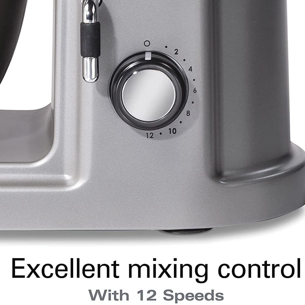 Hamilton Beach 63240 Professional Stand Mixer 5 Quart Specialty Attachment Hub Grey Bundle with 1 YR CPS Enhanced Protection Pack