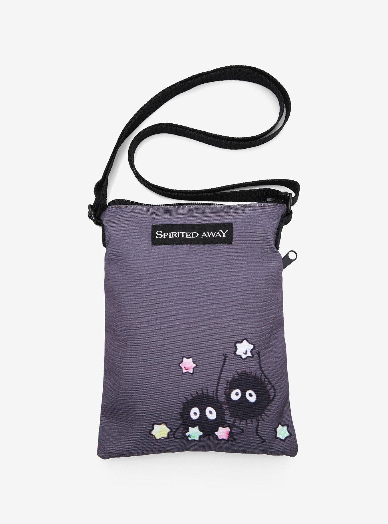 Hot Topic Studio Ghibli Spirited Away Soot Sprites & Candy Passport Crossbody Bag BLACK NONE
