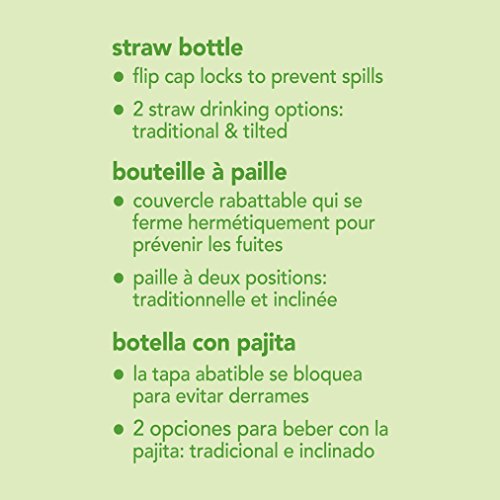 green sprouts Straw Bottle | Silicone straw promotes healthy oral development | Flip-cap locks to prevent spills, 2 straw drinking options: traditional & tilted, Dishwasher safe
