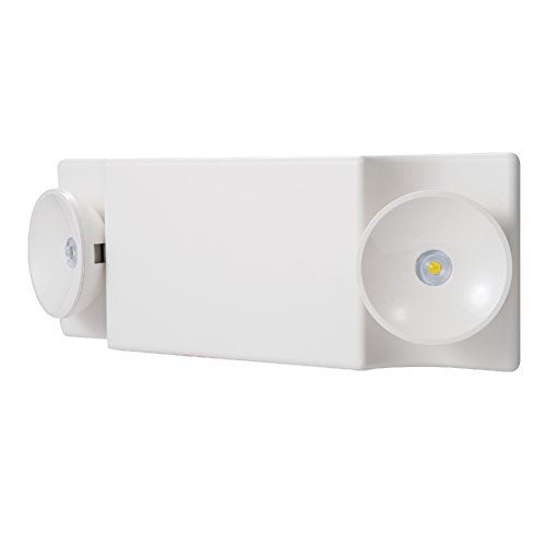 SURE-LITES White Emergency Lights, Two LED Light Heads - 50 Feet Egress Coverage, External Battery Disconnect, 120-277V, Indoor/Outdoor