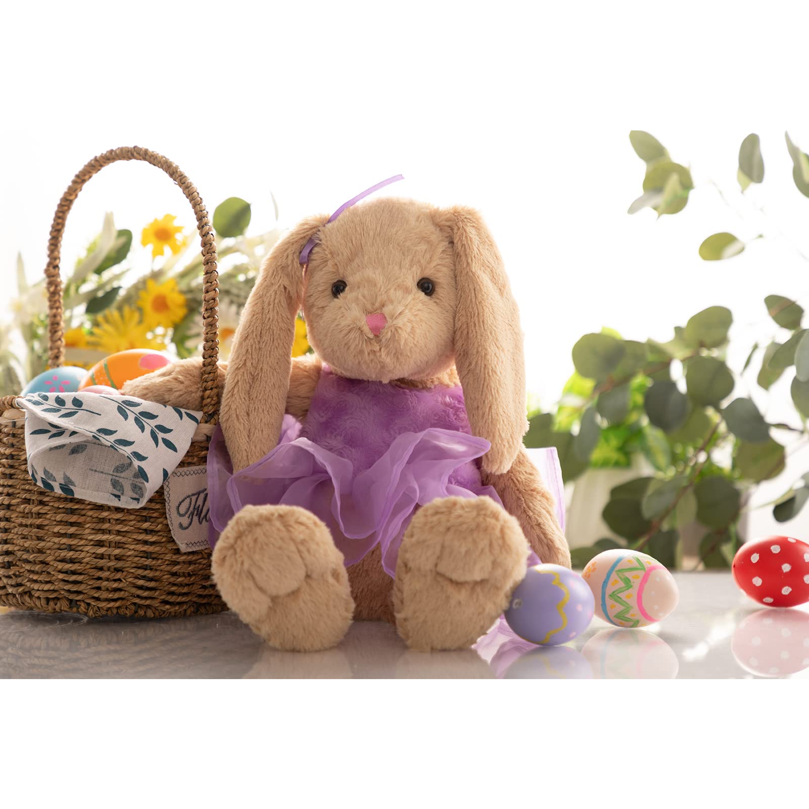 HollyHOME Ballet Bunny Stuffed Animal Plush Rabbit in Gauzy Dress Cute Easter Bunny Doll for Kids 21 inch Purple