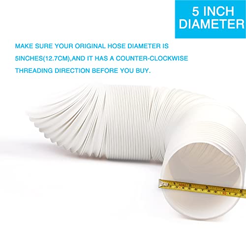 DuraComfort Air Conditioner Hose, Portable AC Exhaust Hose with 5 Inch Diameter 80" Length, Compatible with LG, Delonghi, Honeywell and More, Anti-Clockwise Thread
