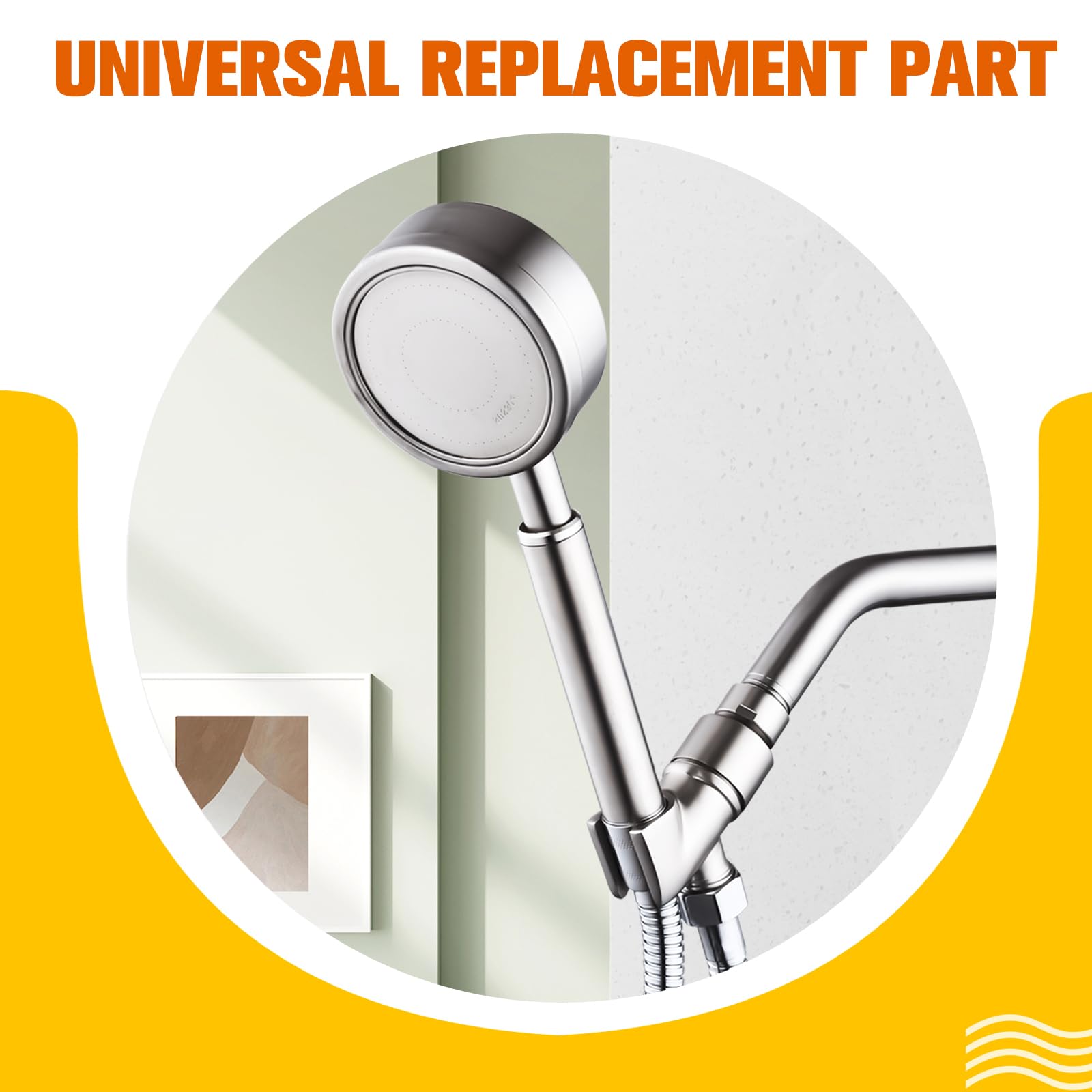 All Metal Handheld Shower Head Holder, Adjustable Shower Wand Holder with Universal Shower Arm Mount and Brass Pivot Ball, for Connecting Shower Arm and Shower Hose