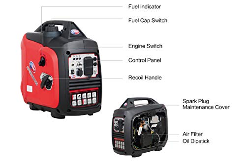 All Power America APG2000IS, 2300 Watt Compact & Quiet Portable Inverter Generator, Powered Gas Powered & Parallel Function Ready, 2300W, Red