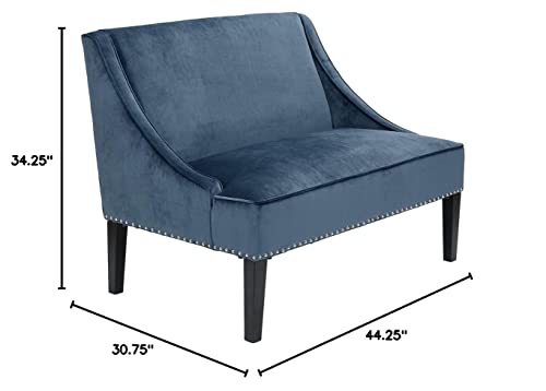 Madison Park Avalon Swoop Arm Settee Blue/Brown See Below, MP106-0383