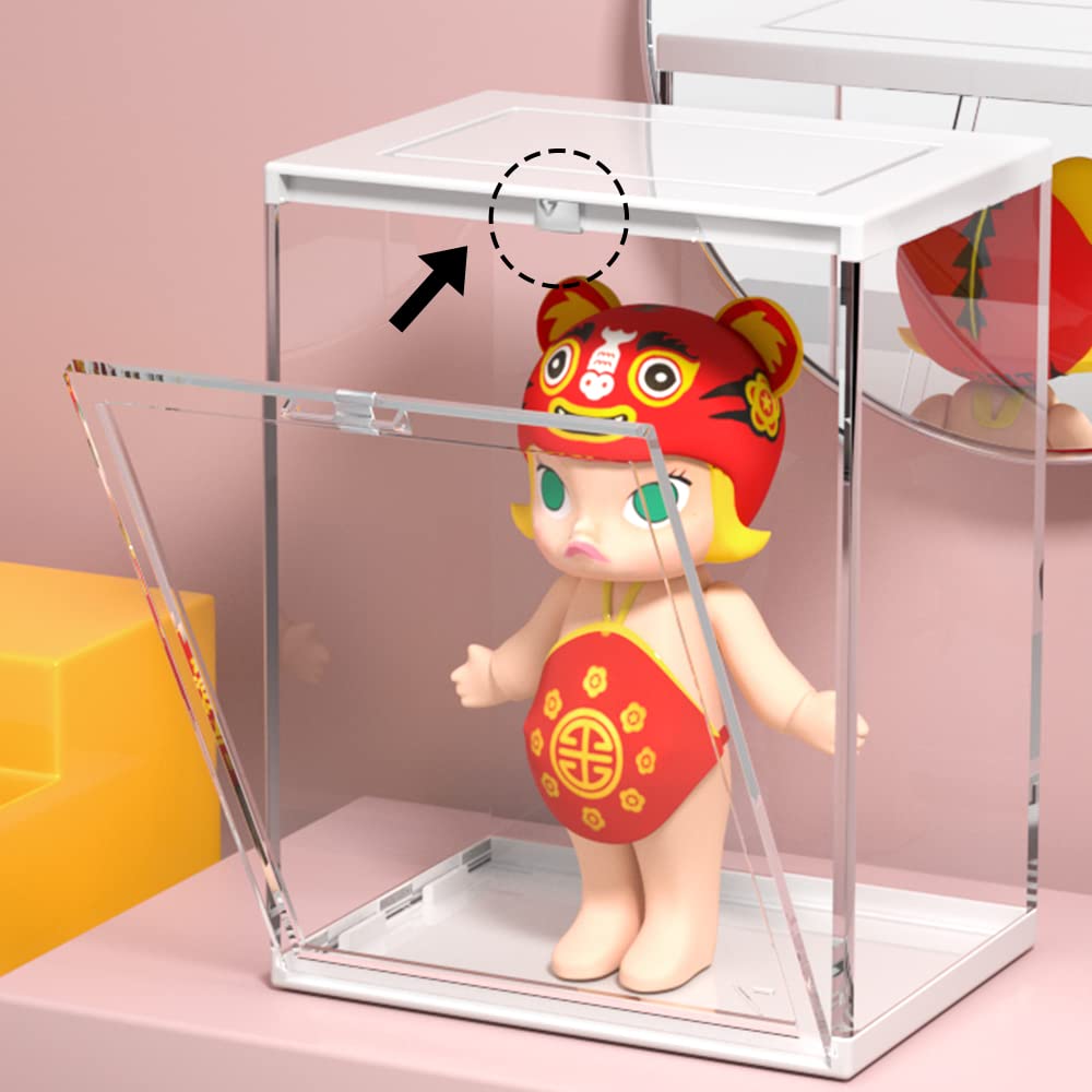 GOTO 12pcs Small Clear Display Cases for Blind Box Toy Pop Mart Bearbrick 100 Mini Action Figures Organizer Display Box Container Unit (12, 0.5L/Box)
