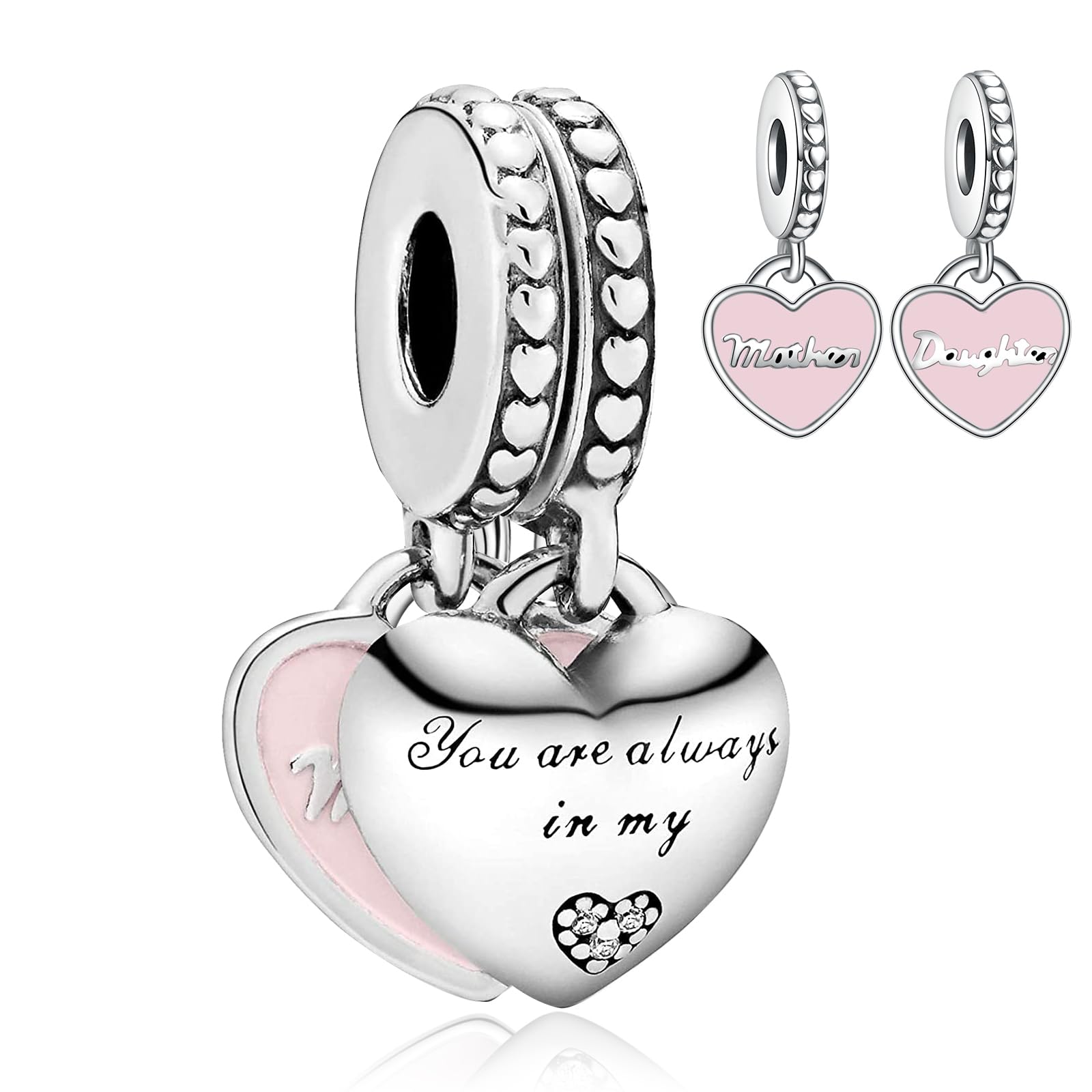 Annmors 925 Sterling Silver Charms for Bracelets and Necklaces Mother & Daughter Dangle Pendants Love Charms Jewelry Gift for Women