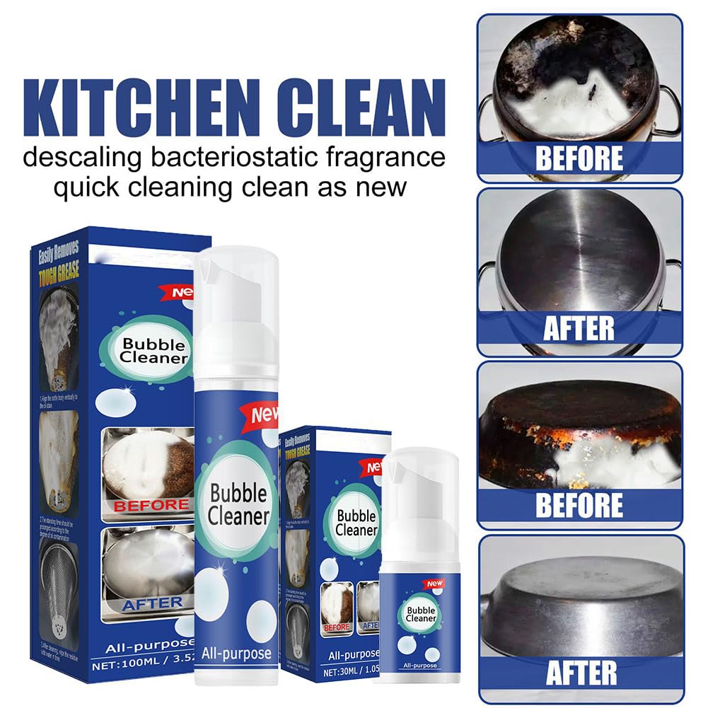 All Purpose Rinse Cleaning Foam, All-Purpose Rinse-Free Cleaning Spray, Super Foam Bubble Cleaner, Super Powerful Multi Purpose Foam Cleaner, Stain Removal Kit for Kitchen (30ml-2)