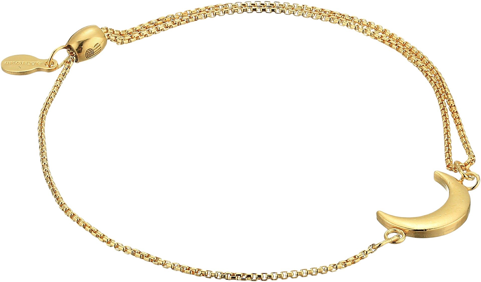 Alex and Ani Path of Symbols Adjustable Pull Chain Bracelet for Women, Moon Charm, 14K Gold Plated Sterling Silver, 5.5 to 9.5 in
