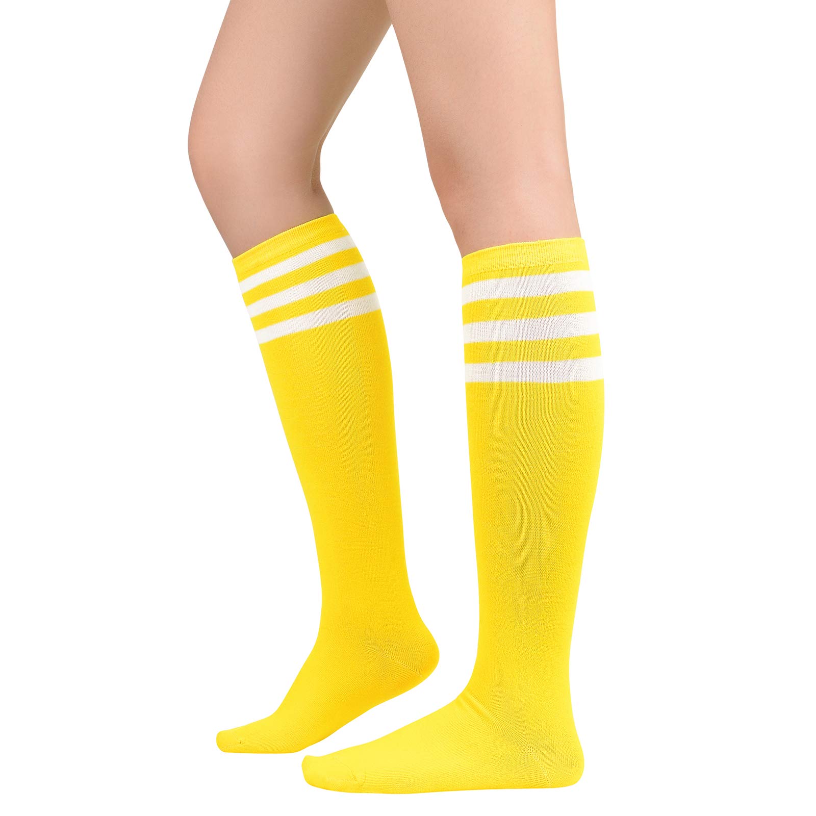 American Trends Womens Athletic Socks Outdoor Sports Yellow Running Training Socks Casual Tube Socks 1 Pack Yellow White