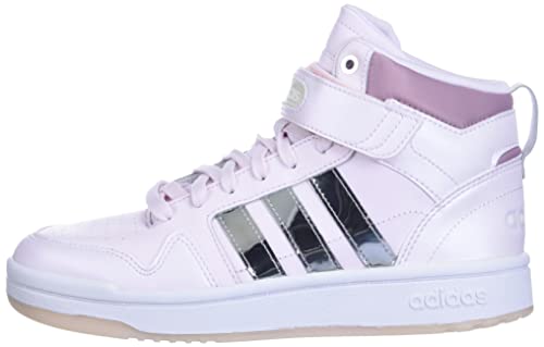 adidas Women's Postmove Mid Basketball Shoe, Almost Pink/Silver Metallic/Magic Mauve, 7