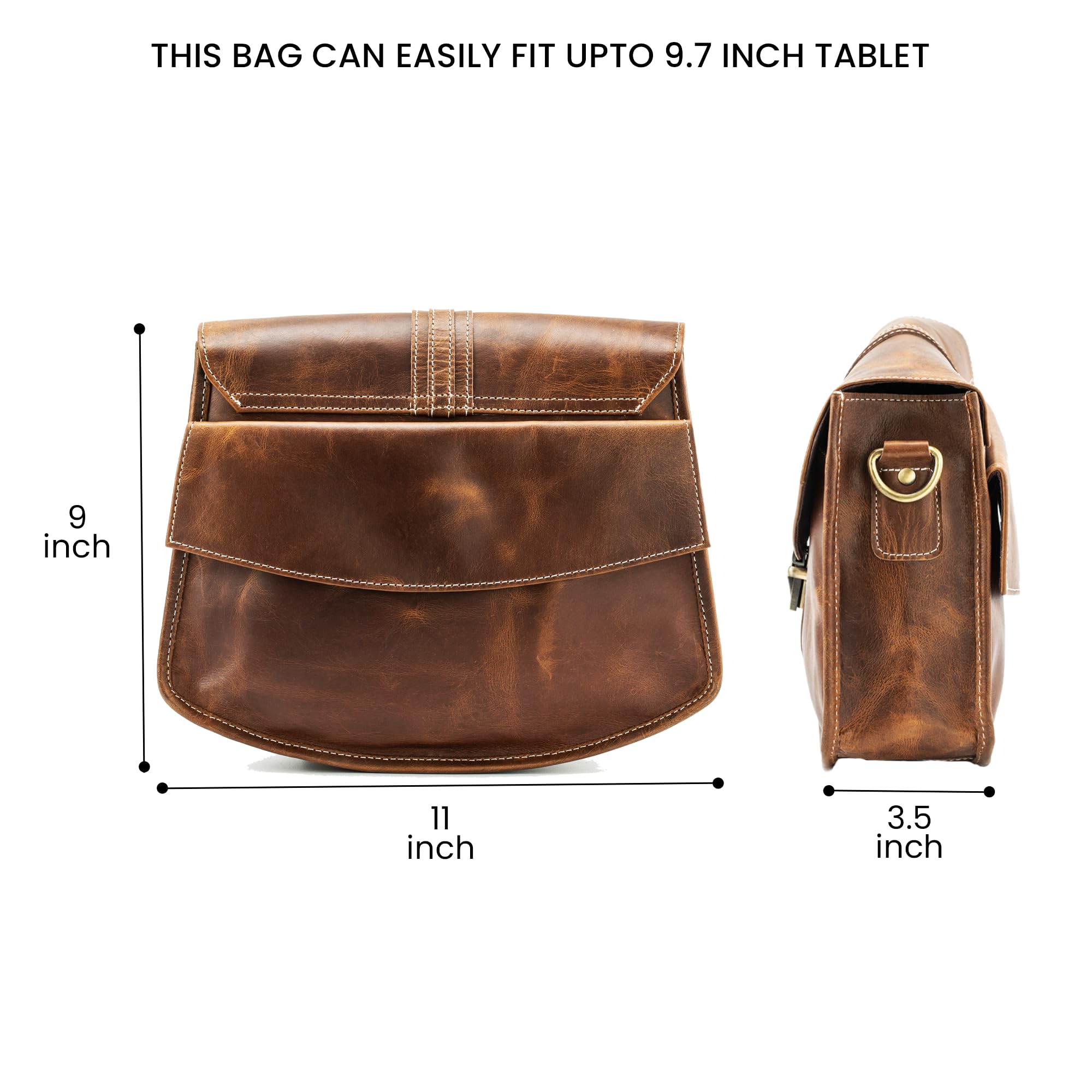 Handmade World Premium Leather Crossbody Satchel Bag For Women Handbag Travel Purse and Sling Saddle Bag (Brown)