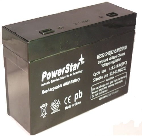PowerStar AGM 12v, 5ah SLA Battery, RBC10, RBC21 Replacement Battery Recessed Terminals