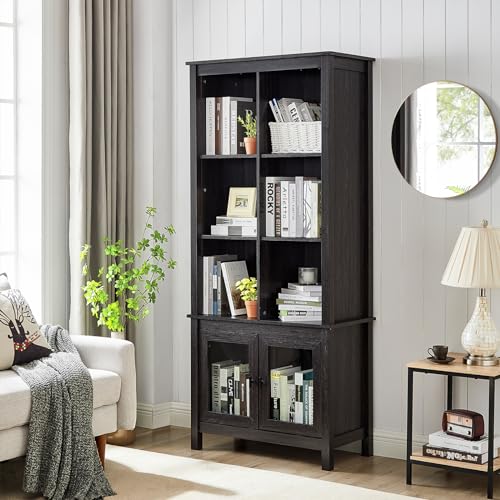 Home Source 72" Wood Exquisite Bar Wine Cabinet with Storage,Liquor Cabinet with Removable Wine Racks,Bookcase,Kitchen Pantry Storage Cabinet for Kitchen,Dining Room, Living Room,Espresso