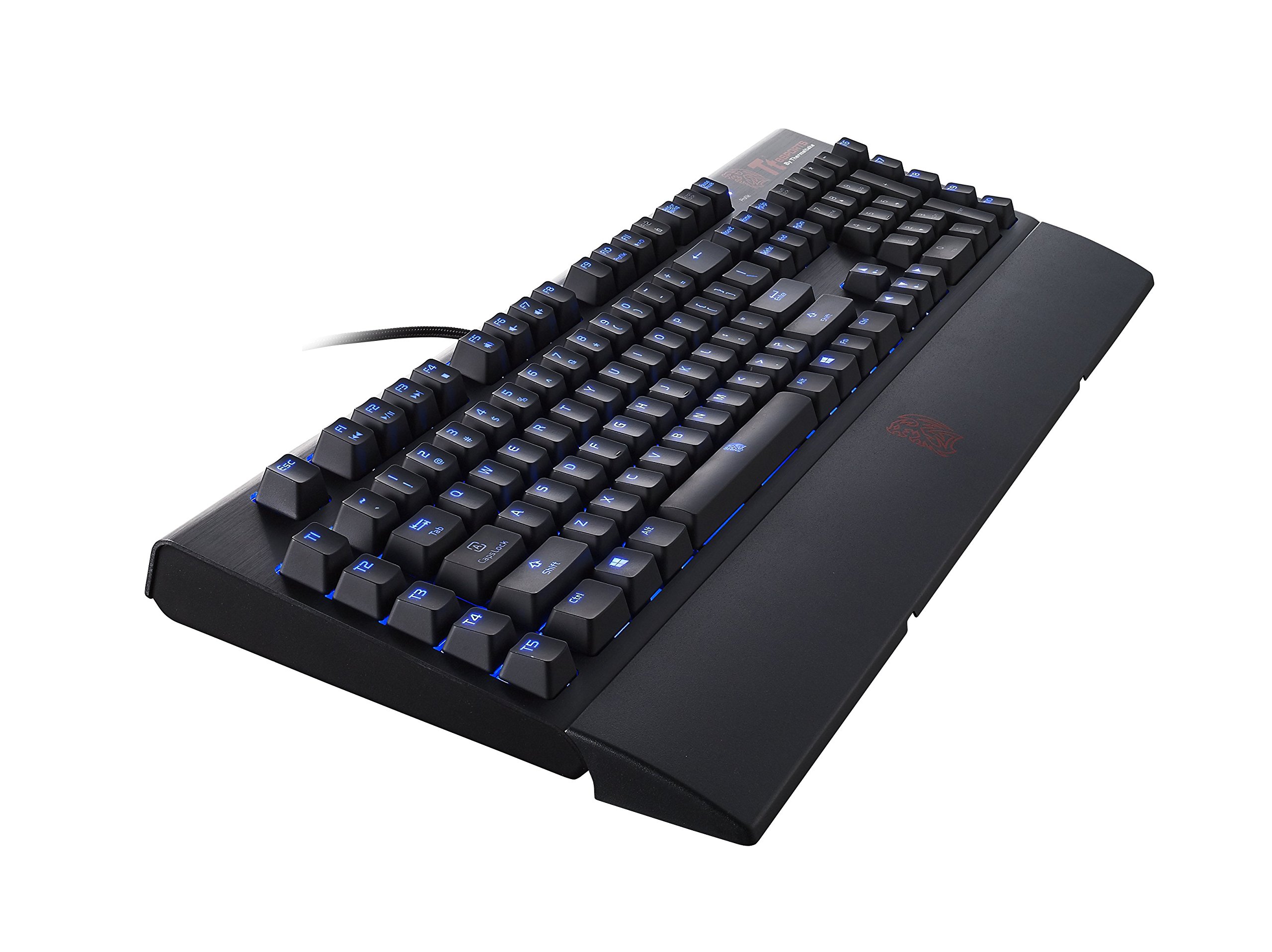Thermaltake Tt e Sports Poseidon Z Forged Aluminum Faceplate with Built-in USB Port & Sound Card Brown Switches Blue Backlight Mechanical Gaming Keyboard KB-BAZ-KBBLUS-04