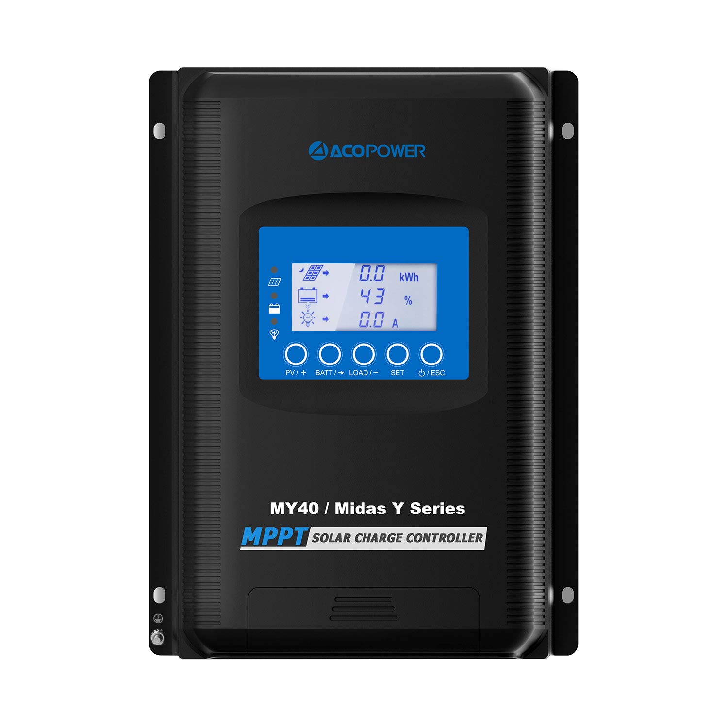 ACOPOWER Midas 40A MPPT Solar Charge Controller 100V PV Negative Ground Solar Panel Controller Works with 12/24V 520W/1040W Battery AGM,Lithium and LiFePO4 Battery Charger