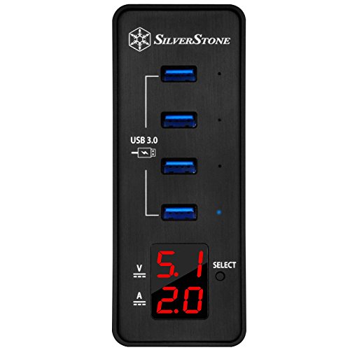 SilverStone Technology Smart Four Port USB 3.0 Hub with Fast Charging & Power LED Meter EP03B (RL-EP03B)