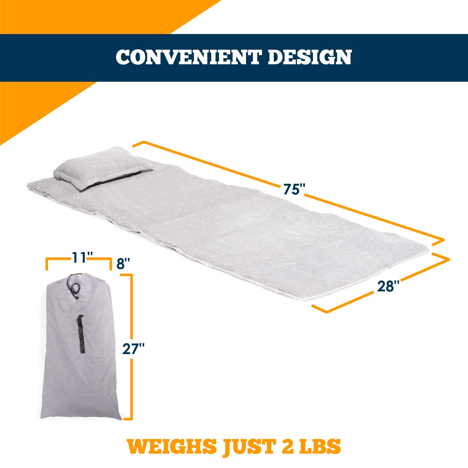 Alpcour Mattress Pad for Camping Cot – Ultra Plush Corduroy Cot Topper w/ Matching Pillow & Storage Carry Case – Easy Clean, Foldable, Compact Design for Outdoor Travel, Hiking & Backpacking – 75x28”