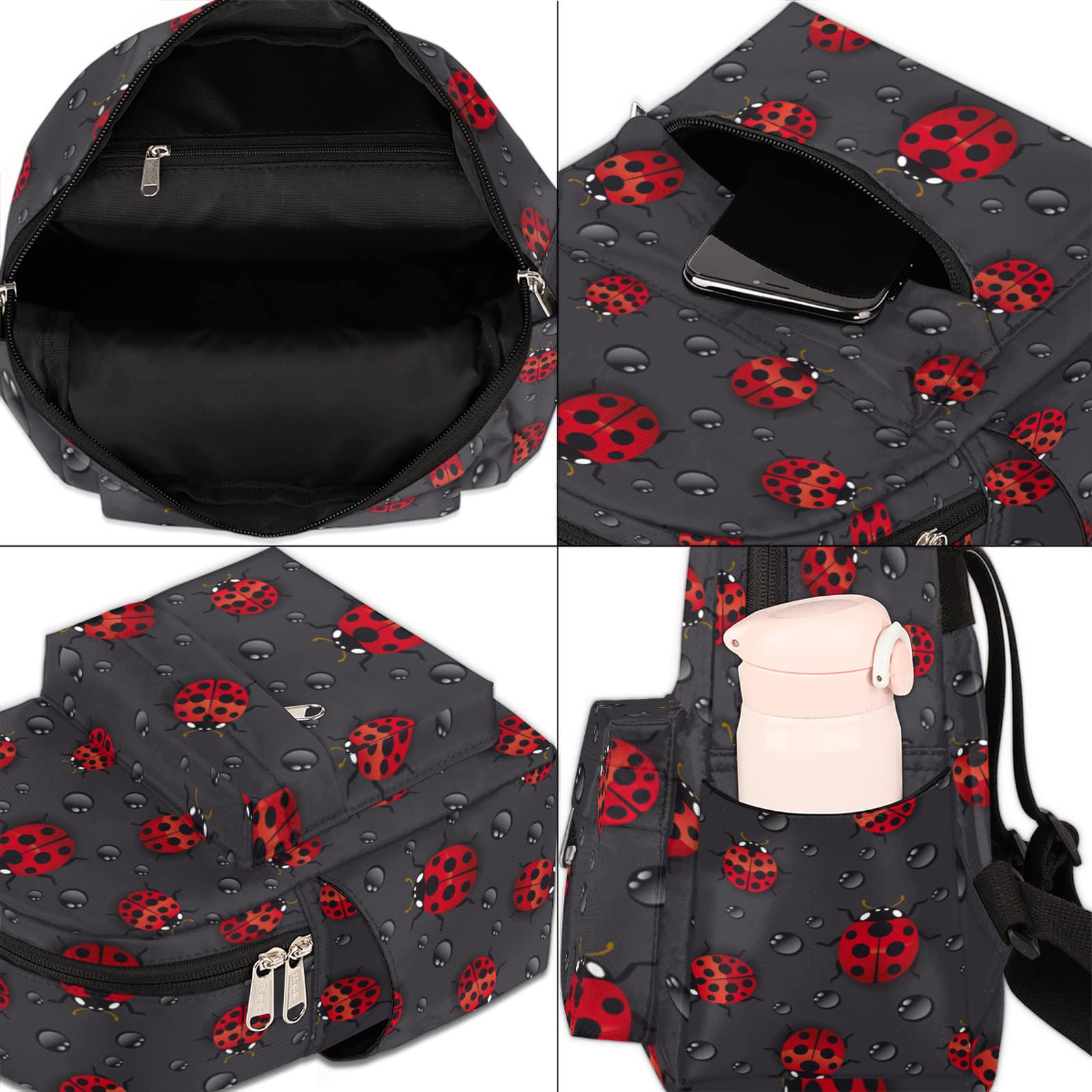 Animal Ladybug Mini Backpack Purse for Women, Small Fashion Daypack, Casual Lightweight Bag