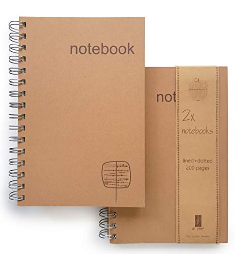 le vent A5 Spiral Dot & Lined Journals - 200 Creamy Pages - High-Quality 100gsm Paper - Durable Hardcover (5" x 8.25") - Perfect for Bullet Journaling, Planning, and Note-Taking - Designed by Artists